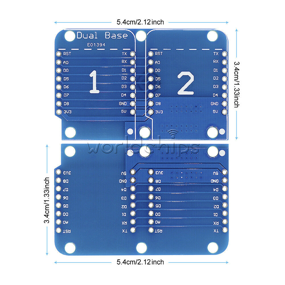 Dual Base Shield For Wemos D1 Mini Iot Blynk Esp8266 Arduino Node Mcu