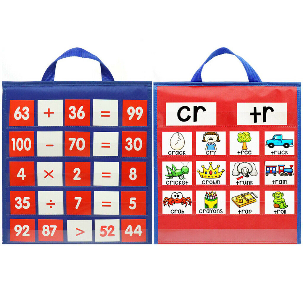 Self-standing desktop pocket chart, double-sided tabletop pocket chart