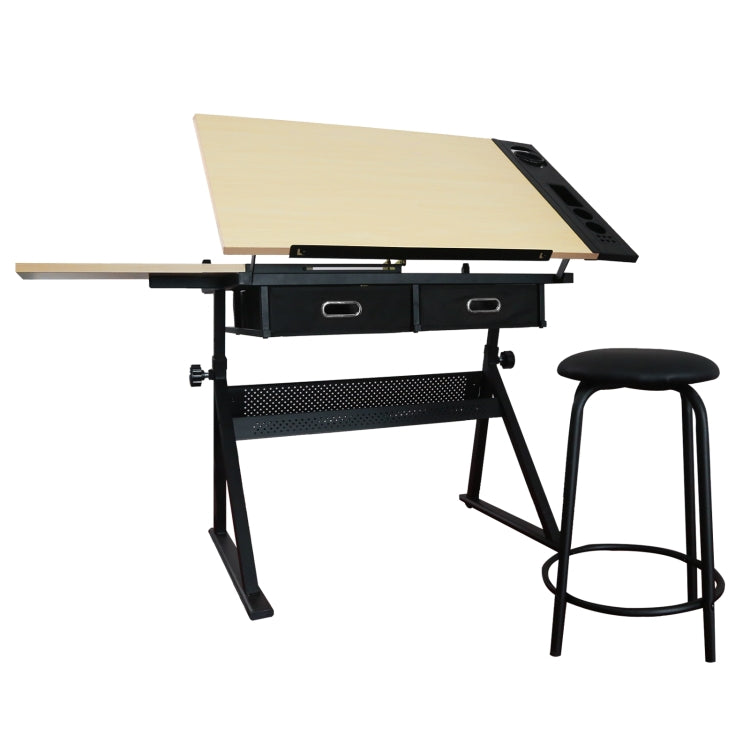 [US Warehouse] Height Adjustable Drawing Table with Storage Drawers
