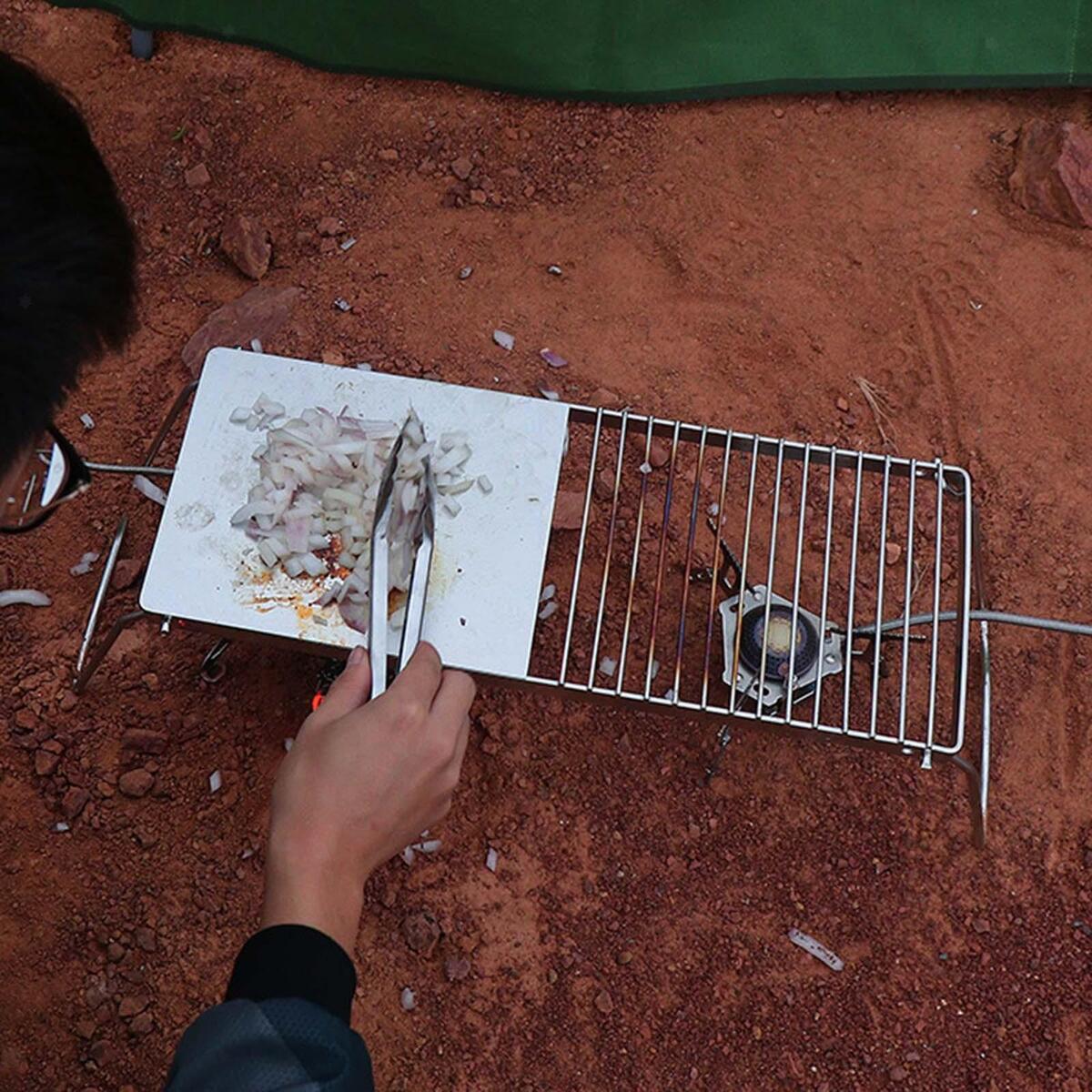 Campfire Grill with Griddle Cooking Fire Grate BBQ Backpacking Fire Gr