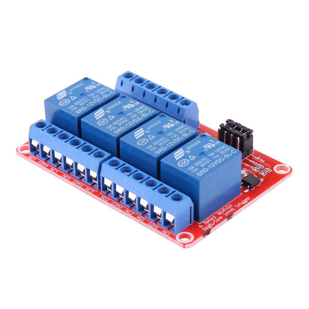 4-Channel 12V Relay Module with Optocoupler H/L Level Triger for Ardui