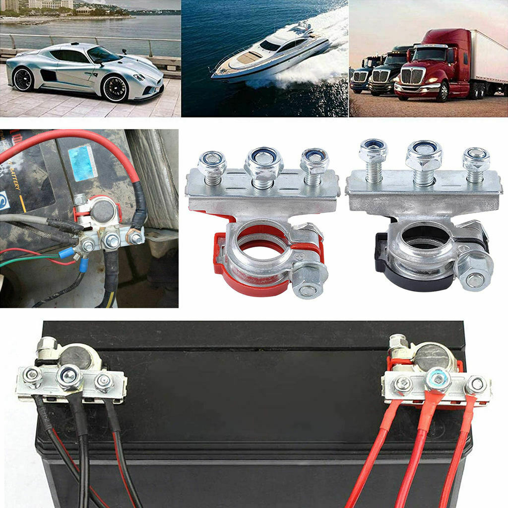 1 Pair Battery Terminals 3-Way Car Battery Pole Clamps, Easy Wiring an