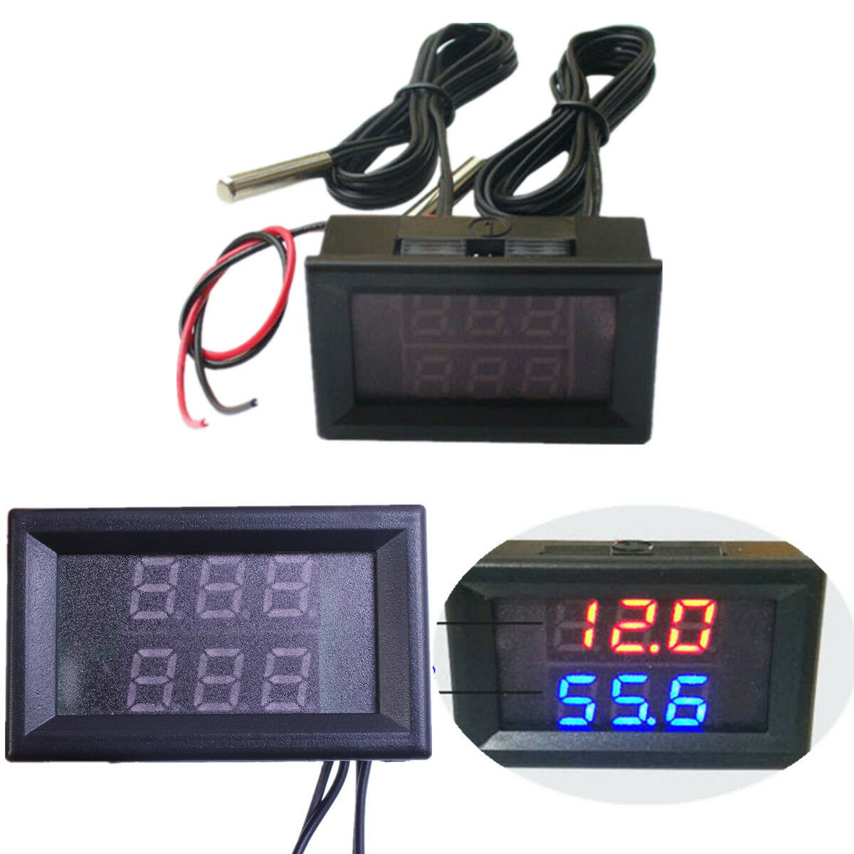 Dual Digital Intercooler Supercharger Temperature Gauge Sensor Air Cha