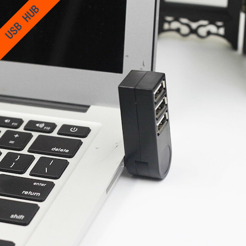 USB 2.0 Mini 3-Port Rotary Splitter Adapter Hub For PC Laptop Notebook