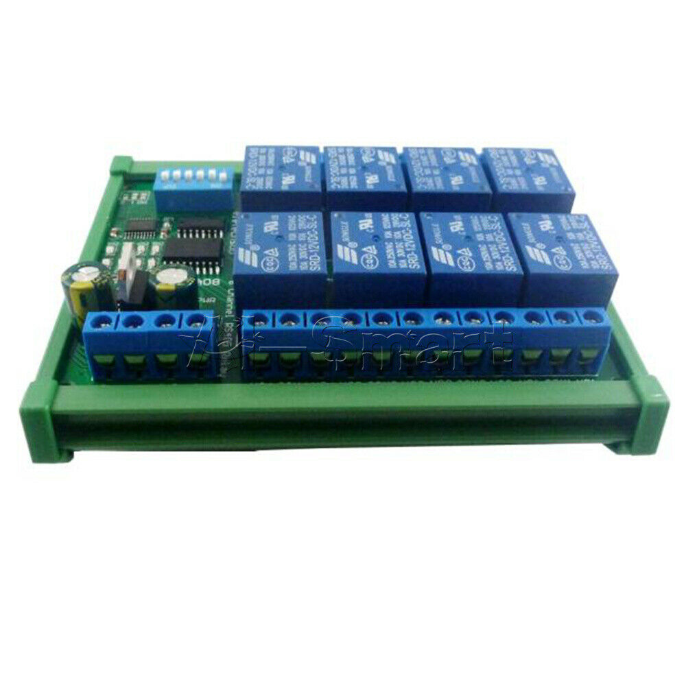 8 Channel RS485 Relay Module RS485 C45 Rail RTU Relay Board Controller